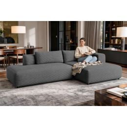 Ecksofa OTTO HOME, B:287cm H:76cm T:168cmanthrazit, 100% Polyester, Sofas, "TIARRA Design-Sofa mit Ottomane recht/links bestellbar, Breite 287 cm",