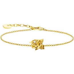Armband Thomas Sabo "Roses Romance, Rose" Gr. 19, gold (gelbgoldfarben, weiß, weiß), Armbänder, Damen, 19, Silber 925 (Sterlingsilber), mit Zirkonia (synth.)