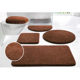 Badematte my home "Merida, Badvorleger, Badezimmer Teppich" Gr. 7, braun, H:32mm, Kunstfaser, Badematten, Badteppich, Uni Farben, rechteckig, rund & als 2-tlg. Set erhältlich
