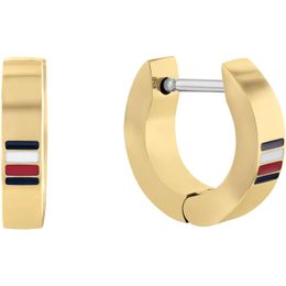 Paar Creolen Tommy Hilfiger "MEN'S EARRINGS", weiß (gelbgoldfarben, edelstahlfarben, weiß, blau, rot), Ohrringe, Herren, 12mm, Edelstahl, mit Emaille