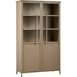 Vitrine Woood "Exhibit", grün (khaki), B:99cm H:170cm T:44cm, Eisen, Schränke, Standvitrine, mit Glastüren und viel Stauraum, H 170 cm x B 99 cm