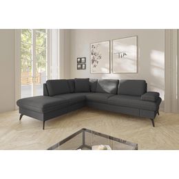 Sit & More Ecksofa SIT & MORE "Morris Jubi L-Form, B: 238 cm", grau (dunkelgrau), B:238cm H:83cm T:202cm, 95% Polyester, 5% Polyamid, Sofas, Ecksofa, mit Armteilfunktion & 1 Zierkissen, optional Bettfunktion