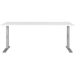 Schreibtisch Germania "Downey", weiß (weiß, silber, silber, weiß), B:180cm H:91cm T:80cm, Tische, höhenverstellbar von 68-91 cm, verfügbar in verschiedenen Breiten