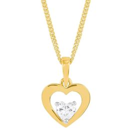 Kette mit Anhänger Amor "Schmuck Geschenk Halskette Herz LIEBE", gold (gelbgoldfarben, weiß), Halsketten, Damen, Gelbgold 375, mit Zirkonia (synth.)