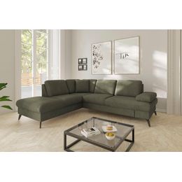 Sit & More Ecksofa SIT & MORE "Morris Jubi L-Form, B: 238 cm", gr&uuml;n (olive), B:238cm H:83cm T:202cm, 100% Polyester, Sofas, Ecksofa, mit Armteilfunktion & 1 Zierkissen, optional Bettfunktion