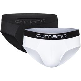 Slip Camano "comfort", Herren, Gr. L, weiß (mix, weiß), Obermaterial: 95% Baumwolle, 5% Elasthan, unifarben mit Farbeinsatz, körpernah, Unterhosen, mit elastischem Logobund