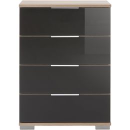 Nachtkommode wimex "Easy", braun (struktureichefarben hell, grauglas), B:52cm H:74cm T:38cm, Sideboards
