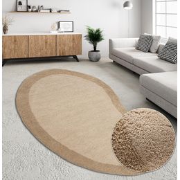 Wollteppich Theko "Gabbeh Super, Handweb, Teppich, Bordüre, reine Wolle" Gr. 70, beige, B:100cm H:15mm L:150cm, Wolle, Teppiche, Schlafzimmer, Wohnzimmer, Esszimmer, auch als Läufer, eckig oder rund