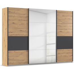 Schwebetürenschrank Rauch "Kleiderschrank Schrank Garderobe CORTONA", grau (eiche artisan, graumetallic), B:315cm H:229cm T:62cm, Holzwerkstoff, Schränke, inkl. Inneneinteilung, 2 Stoffboxen und zusätzlichen Einlegeböden