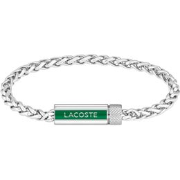 Armband Lacoste "SPELT", grün (edelstahlfarben, grün), Armbänder, Herren, 21cm, Edelstahl, mit Emaille