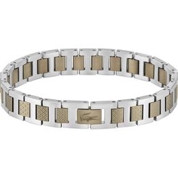 Freundschaftsarmband Lacoste "Schmuck Parnterarmband METROPOLE", edelstahlfarben, ocker, Armbänder, Herren, 19cm, Edelstahl