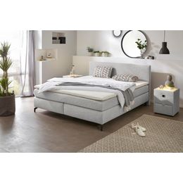 Boxspringbett Inosign ""Alinas" OTTOs Choice Topseller, inkl. Topper", grau (grau 369, 09), B:184cm L:211cm, Bezug Bett: Feinstruktur (100% Polyester);Topper und Matratzenspiegel: 100% Polyester, Komplettbetten, erhältlich in unterschiedlichen Breiten und Farbvarianten