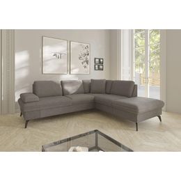 Sit & More Ecksofa SIT & MORE "Morris Jubi L-Form, B: 238 cm", grau (taupe), B:238cm H:83cm T:202cm, 100% Polyester, Sofas, Ecksofa, mit Armteilfunktion & 1 Zierkissen, optional Bettfunktion