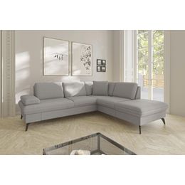Sit & More Ecksofa SIT & MORE "Morris Jubi L-Form, B: 238 cm", grau (hellgrau), B:238cm H:83cm T:202cm, 95% Polyester, 5% Polyamid, Sofas, Ecksofa, mit Armteilfunktion & 1 Zierkissen, optional Bettfunktion