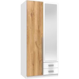 Kleiderschrank wimex "Skate", weiß (weiß, plankeneichefarben), B:90cm H:198cm T:58cm, Schränke