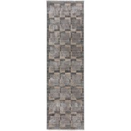 Teppich FLAIR RUGS "Evelyn Blocks Flor mit Glanzeffekt", beige (natur), B:66cm H:8mm L:240cm, Polyester, Teppiche, geometrisches Design, Wohnzimmer, Schlafzimmer, Esszimmer