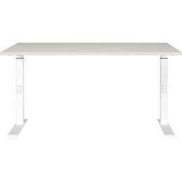 Schreibtisch Germania "Downey", weiß (lichtgrau, weiß, weiß, lichtgrau), B:140cm H:91cm T:80cm, Tische, höhenverstellbar von 68-91 cm, verfügbar in verschiedenen Breiten