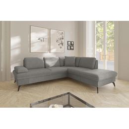 Sit & More Ecksofa SIT & MORE "Morris Jubi L-Form, B: 238 cm", grau, B:238cm H:83cm T:202cm, 100% Polyester, Sofas, Ecksofa, mit Armteilfunktion & 1 Zierkissen, optional Bettfunktion