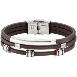 Lederarmband Bruno Banani "Schmuck", weiß (edelstahlfarben, braun, blau, rot, weiß), Armbänder, Damen, Edelstahl Leder, Edelstahl, Leder