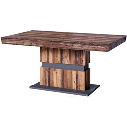 Esstisch ByLiving "Matthew", weiß (old wood), H:75cm T:90cm, Tische, Rechteckiger Esstisch Esstisch Ausziehbarer Esstisch Holz-Esstische, mit Auszugsfunktion, Breite 140-195 cm oder 160-215 cm