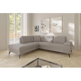 Sit & More Ecksofa SIT & MORE "Morris Jubi L-Form, B: 238 cm", beige (nature), B:238cm H:83cm T:202cm, 100% Polyester, Sofas, Ecksofa, mit Armteilfunktion & 1 Zierkissen, optional Bettfunktion