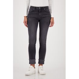 Slim-fit-Jeans monari "Hose Jeans Nietenschmuck", Damen, Gr. 44, N-Gr, anthrazit, Denim/Jeans, Obermaterial: 98% Baumwolle, 2% Elasthan, unifarben, slim fit knöchelfrei, Jeans, Slim-fit-Passform, mit Strasssteinen