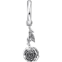 Single-Creole Thomas Sabo "Einzel-Creole mit abnehmbaren Anhänger Midnight Rose", silber (silberfarben), Ohrringe, Damen, Silber 925 (Sterlingsilber)