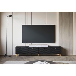 Lowboard Inosign "PHUKET", schwarz (graphite schwarz matt), B:190cm H:39cm T:32cm, Sideboards, Lowboard, TV-Board mit Strukturfront, Breite ca. 190 cm