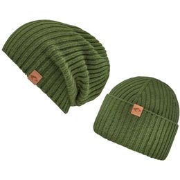 Beanie Chillouts "Justin Hat", Herren, grün (olive), Strick, Kunstfaser, unifarben, Mützen, mit Chillouts-Logo am Saum