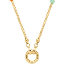 Charm-Kette Leonardo "Halskette Smile Clip&Mix", bunt (gelbgoldfarben, türkis, rot, grün, gelb, orange, blau), Halsketten, Damen, Edelstahl, L: 45 B: 4mm, mit Achat, B:4mm