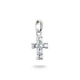 Charm Kreuz Thomas Sabo "Charm Kreuz - Connect", silber (silberfarben, kristallweiß, kristallweiß), Charms, Damen, Silber 925 (recycelt), mit Zirkonia (synth.)
