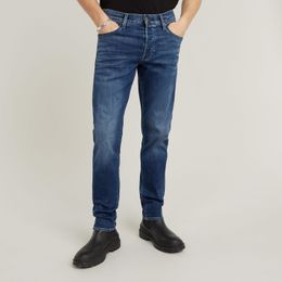 G-Star Raw Slim-fit-Jeans G-STAR "3301 Slim", Herren, Gr. 32, Länge 34, blau (medium aged), Denim/Jeans, Obermaterial: 92% Baumwolle, 7% Elastomultiester, 1% sonstige Fasern, slim fit lang, Jeans, mit toller Waschung und Elasthan
