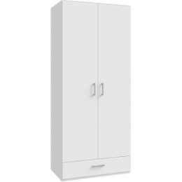 Drehtürenschrank FORTE, weiß, B:88,9cm H:210,5cm T:54,2cm, Spanplatte, Schränke, Drehtürenschrank, Stauraum, Schublade