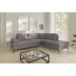 Sit & More Ecksofa SIT & MORE "Morris Jubi L-Form, B: 238 cm", grau (taupe), B:238cm H:83cm T:202cm, 100% Polyester, Sofas, Ecksofa, mit Armteilfunktion & 1 Zierkissen, optional Bettfunktion