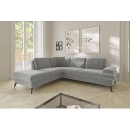 Sit & More Ecksofa SIT & MORE "Morris Jubi L-Form, B: 238 cm", grau (hellgrau), B:238cm H:83cm T:202cm, 100% Polyester, Sofas, Ecksofa, mit Armteilfunktion & 1 Zierkissen, optional Bettfunktion