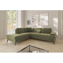 Sit & More Ecksofa SIT & MORE "Morris Jubi L-Form, B: 238 cm", gr&uuml;n (hellgr&uuml;n), B:238cm H:83cm T:202cm, 100% Polyester, Sofas, Ecksofa, mit Armteilfunktion & 1 Zierkissen, optional Bettfunktion