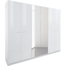 Drehtürenschrank Rauch "Kleiderschrank Schrank Garderobe TOPSELLER OTELI inkl. Inneneinteilung", weiß (alpinweiß, hochglanz weiß), B:271cm H:229cm T:54cm, Holzwerkstoff, Schränke, mit zusätzlichen Einlegeböden, optional mit Spiegel MADE IN GERMANY