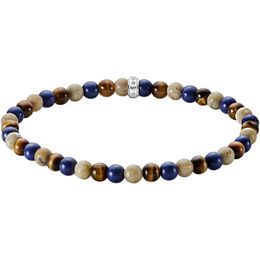 Armband Thomas Sabo "Bead Armband" Gr. 21, silber (silberfarben, braun, natur, blau, braun, natur, blau), Armbänder, Damen, 21, Silber 925 (Sterlingsilber), mit Lapislazuli-Imitat, Tigerauge, Jaspis