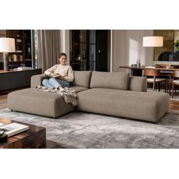 Ecksofa OTTO HOME, B:287cm H:76cm T:168cmbraun, 100% Polyester, Sofas, "TIARRA Design-Sofa mit Ottomane recht/links bestellbar, Breite 287 cm",