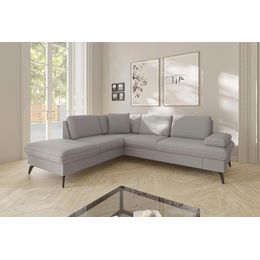 Sit & More Ecksofa SIT & MORE "Morris Jubi L-Form, B: 238 cm", grau (hellgrau), B:238cm H:83cm T:202cm, 95% Polyester, 5% Polyamid, Sofas, Ecksofa, mit Armteilfunktion & 1 Zierkissen, optional Bettfunktion
