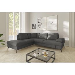Sit & More Ecksofa SIT & MORE "Morris Jubi L-Form, B: 238 cm", grau, B:238cm H:83cm T:202cm, 100% Polyester, Sofas, Ecksofa, mit Armteilfunktion & 1 Zierkissen, optional Bettfunktion