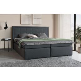 Boxspringbett Collection AB "30 Jahre Jubiläums-Modell Athena", grau (anthrazit), B:193cm L:208cm, Holzwerkstoff, Spanplatte, Komplettbetten, in H2,H3 & H4, wahlweise mit LED-Leiste