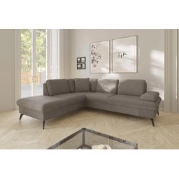Sit & More Ecksofa SIT & MORE "Morris Jubi L-Form, B: 238 cm", grau (taupe), B:238cm H:83cm T:202cm, 100% Polyester, Sofas, Ecksofa, mit Armteilfunktion & 1 Zierkissen, optional Bettfunktion