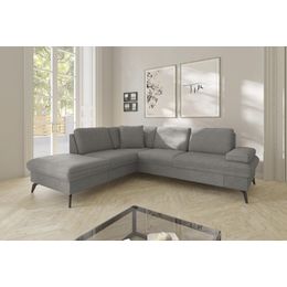 Sit & More Ecksofa SIT & MORE "Morris Jubi L-Form, B: 238 cm", grau, B:238cm H:83cm T:202cm, 100% Polyester, Sofas, Ecksofa, mit Armteilfunktion & 1 Zierkissen, optional Bettfunktion