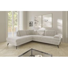 Sit & More Ecksofa SIT & MORE "Morris Jubi L-Form, B: 238 cm", beige (creme), B:238cm H:83cm T:202cm, 100% Polyester, Sofas, Ecksofa, mit Armteilfunktion & 1 Zierkissen, optional Bettfunktion