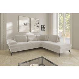 Sit & More Ecksofa SIT & MORE "Morris Jubi L-Form, B: 238 cm", beige (creme), B:238cm H:83cm T:202cm, 100% Polyester, Sofas, Ecksofa, mit Armteilfunktion & 1 Zierkissen, optional Bettfunktion