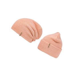 Beanie Chillouts "Milea Hat", Damen, orange (peach), Feinstrick, Materialmix, meliert, Mützen, mit atmungsaktiven und temperaturregulierenden Eigenschaften