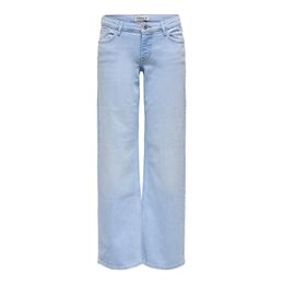 Low-rise-Jeans Only "ONLJUDY – Wide-Leg-Jeans mit niedriger Leibhöhe", Damen, Gr. XS (34), N-Gr, special bright blau denim detail:rg, Denim/Jeans, Obermaterial: 99% Baumwolle, 1% Elasthan, unifarben, gerade, Jeans, unifarben, modisch, gerade, Denim, Eingrifftaschen