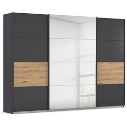 Schwebetürenschrank Rauch "Kleiderschrank Schrank Garderobe CORTONA", grau (graumetallic, eiche artisan), B:315cm H:229cm T:62cm, Holzwerkstoff, Schränke, inkl. Inneneinteilung, 2 Stoffboxen und zusätzlichen Einlegeböden