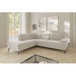 Sit & More Ecksofa SIT & MORE "Morris Jubi L-Form, B: 238 cm", beige (creme), B:238cm H:83cm T:202cm, 100% Polyester, Sofas, Ecksofa, mit Armteilfunktion & 1 Zierkissen, optional Bettfunktion